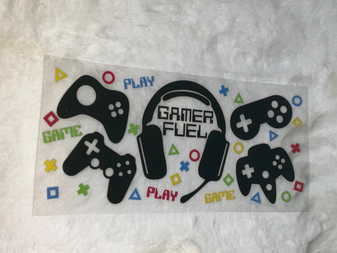Uv DTF Game Gamer Fuel Player Games Controller 16 Oz Cup Wrap | Ready ...