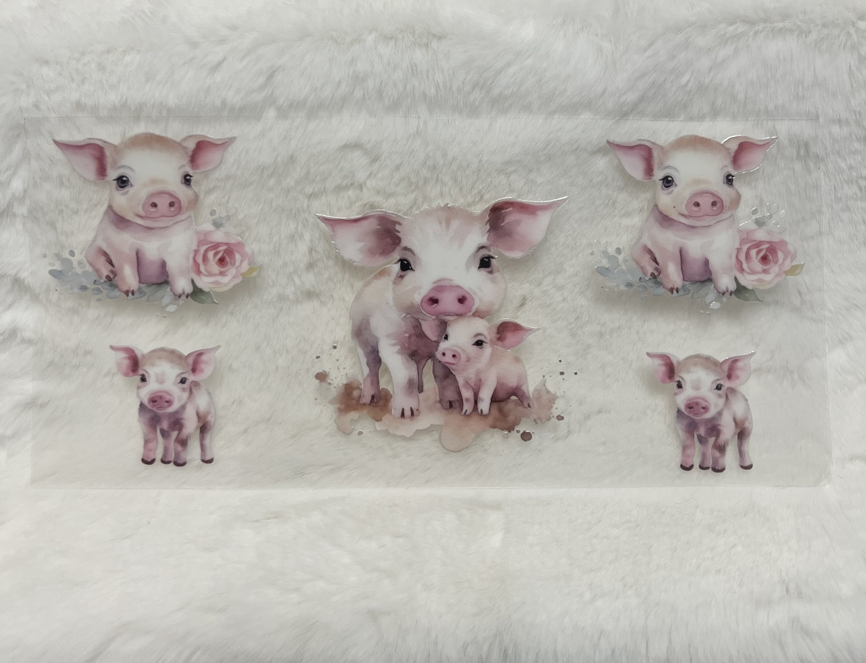 Uv DTF Pretty Pink Pig Pigs Piglets Piggy 16oz Cup Wrap | Ready to ...