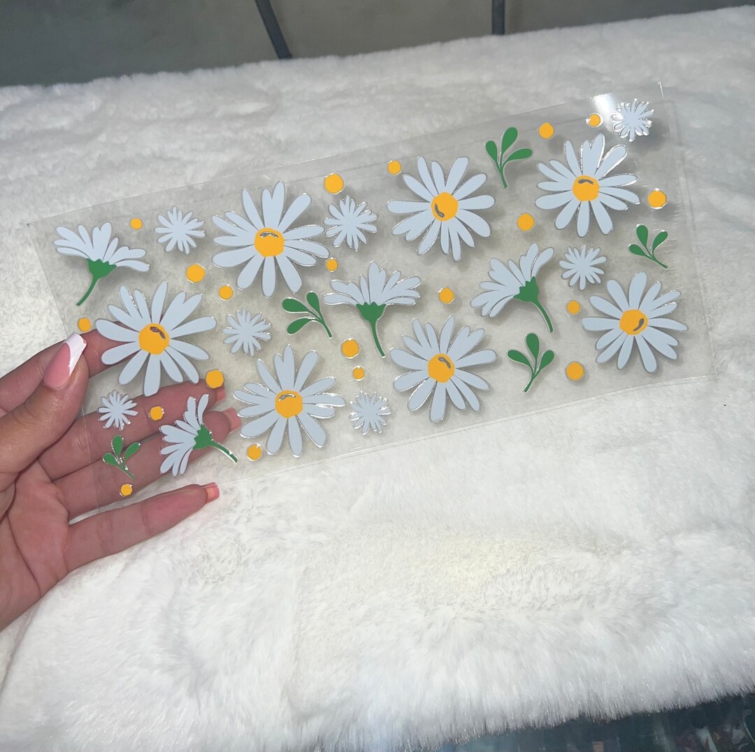 Uv DTF White Daisies Daisy Floral Flowers Flower 16 Oz Cup Wrap | Ready ...