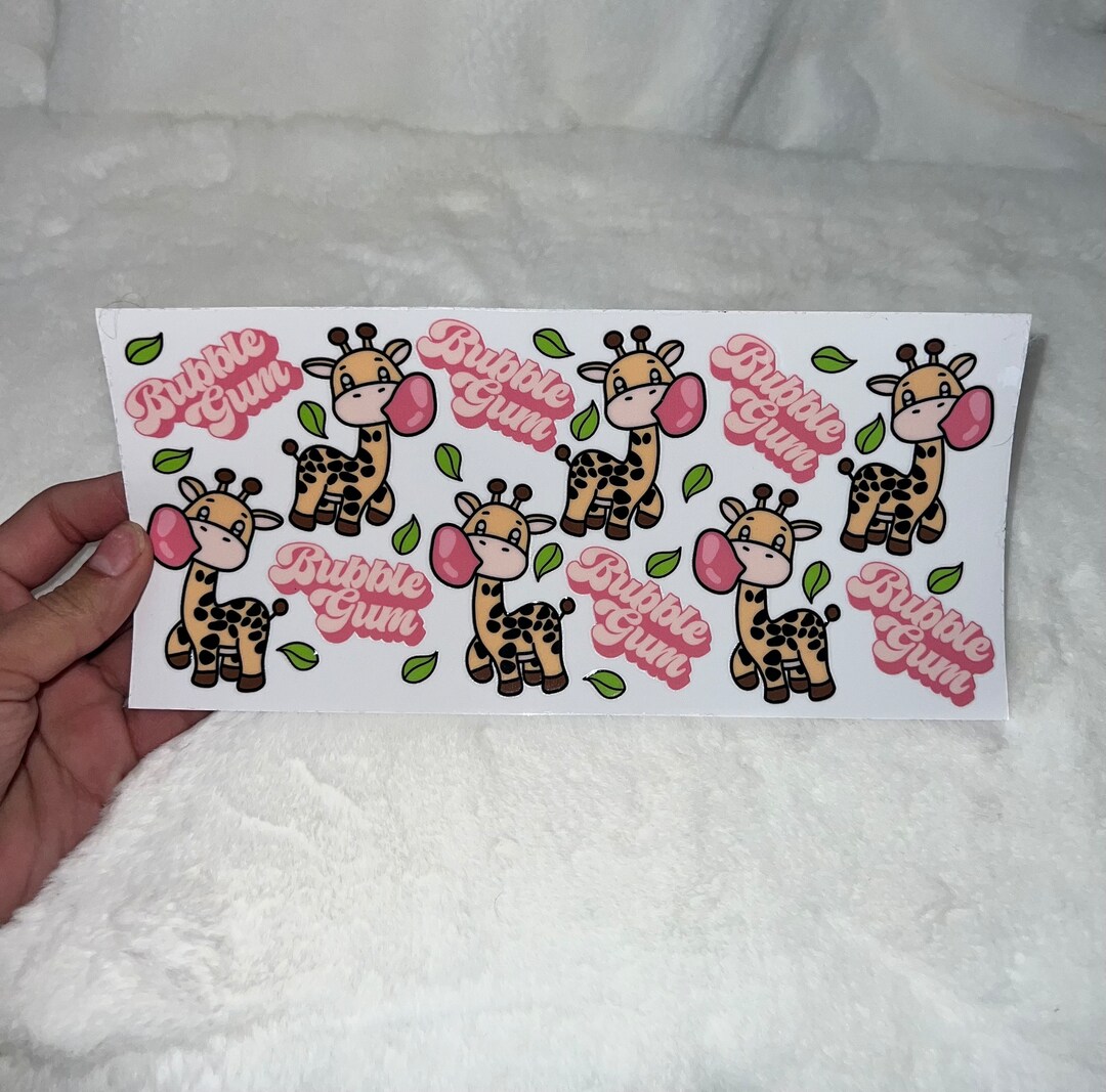 Uv DTF Cute Floral Leaf Giraffe Giraffes 16 Oz Cup Wrap Ready to Apply ...