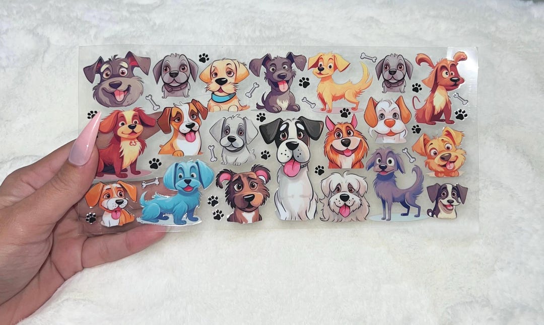 Uv DTF Cute Dogs Dog Lover 16 Oz Cup Wrap | Ready to Apply | No Heat ...