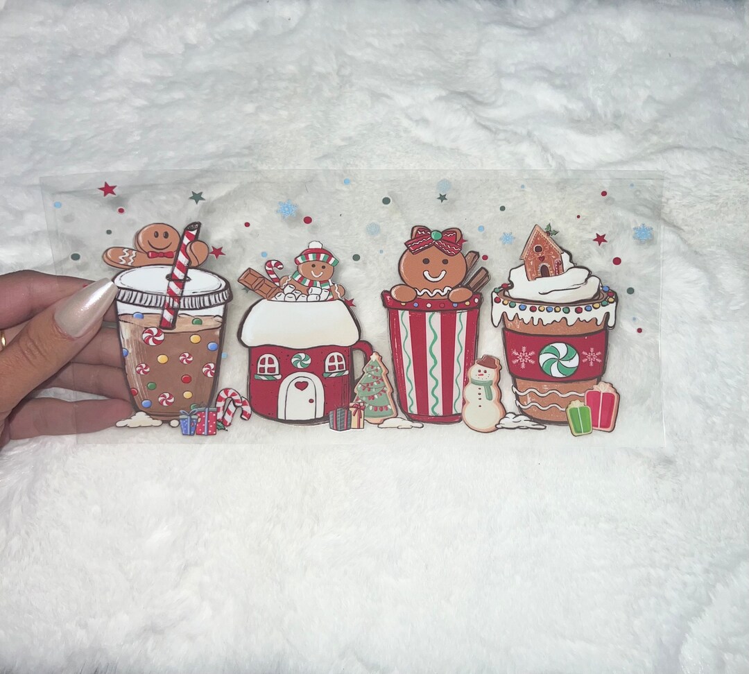 Uv DTF Christmas Holiday Coffee Latte Cups 16 Oz Cup Wrap Ready to ...