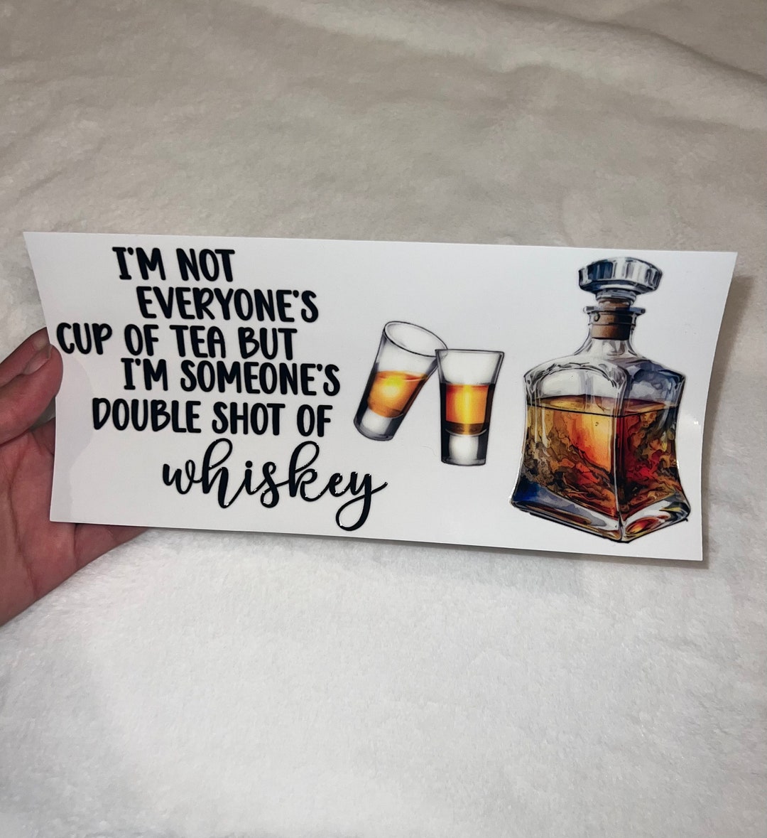 Uv DTF Sarcasm Funny Double Shot Whiskey Sarcastic 16 Oz Cup Wrap Ready ...