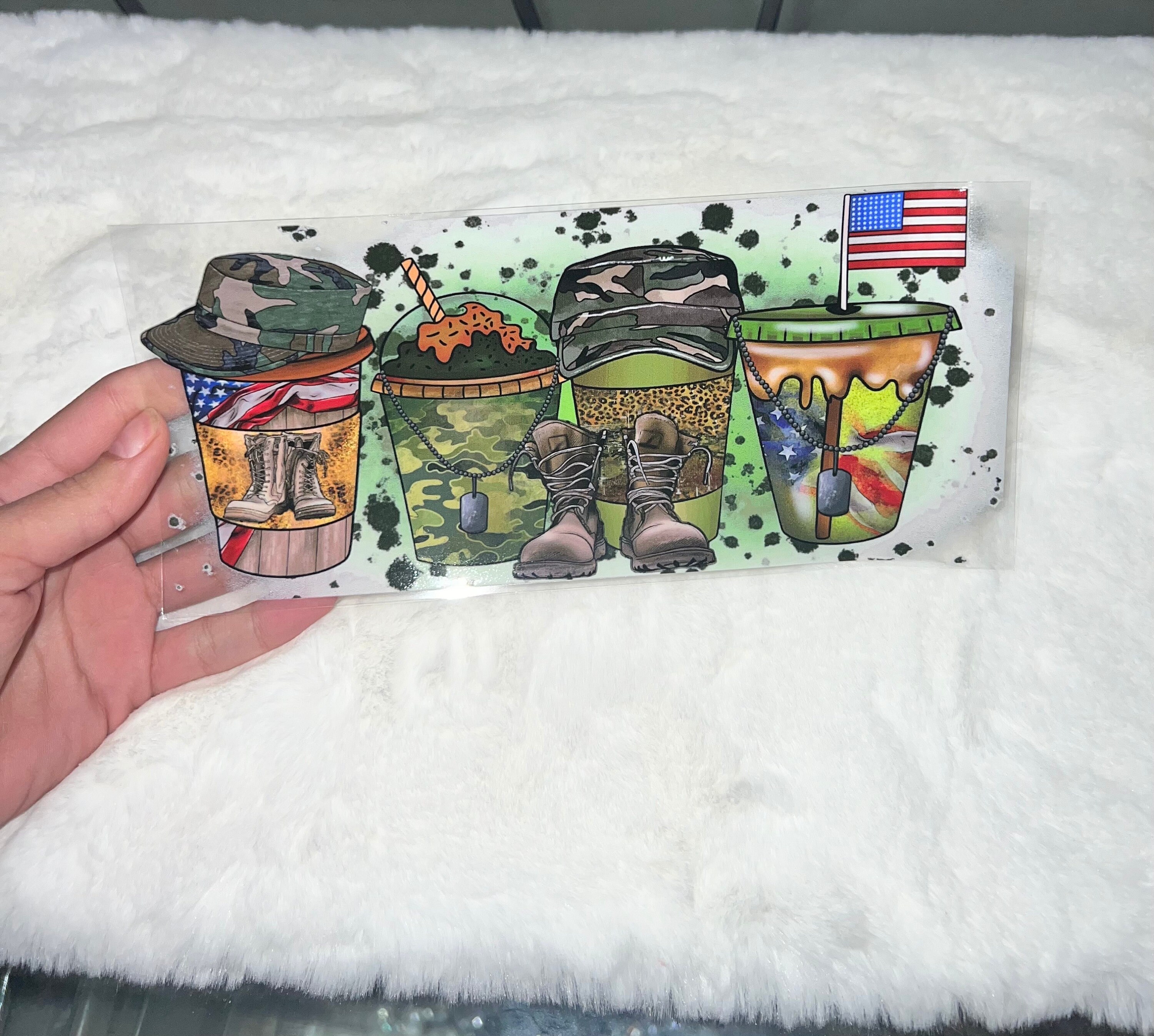 Uv DTF Army Soldiers Soldier Coffee Latte Cups 16 Oz Cup Wrap Ready to ...