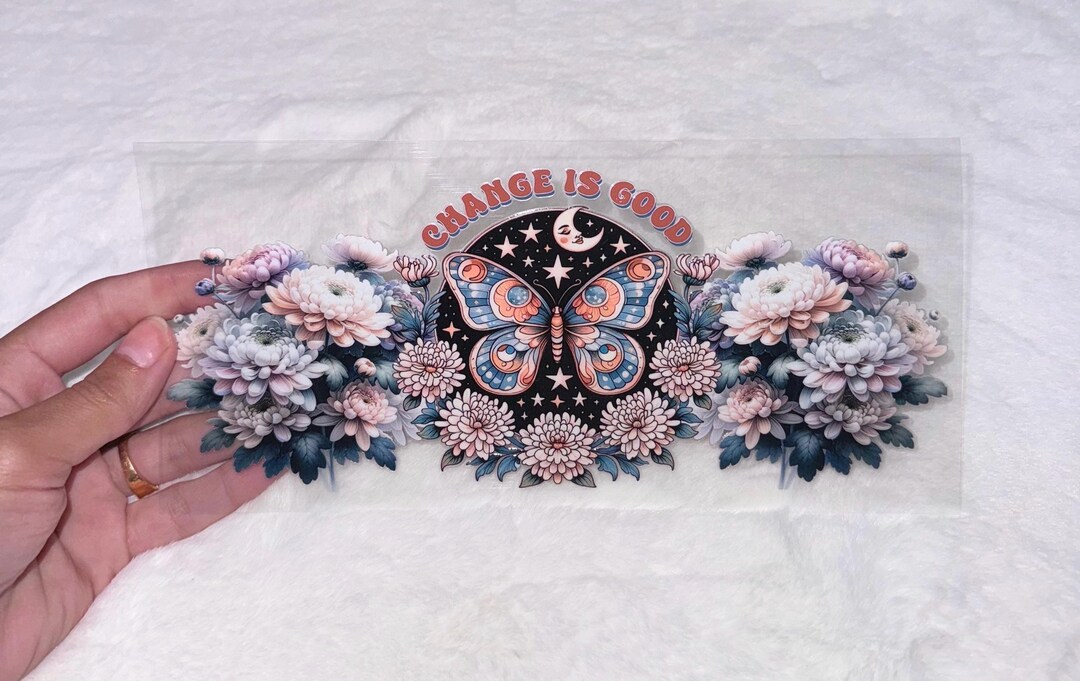 Uv DTF Floral Flowers Moth Flower 3D Realistic Looking 16 Oz Cup Wrap ...