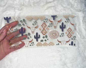 Uv DTF West Western Cowboy Cowgirl Aztec Design Pattern 16 Oz Cup ...