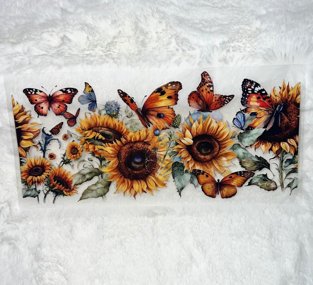 Uv DTF Sunflower Sunflowers Butterfly Butterflies Bees Be Kind 16 Oz ...