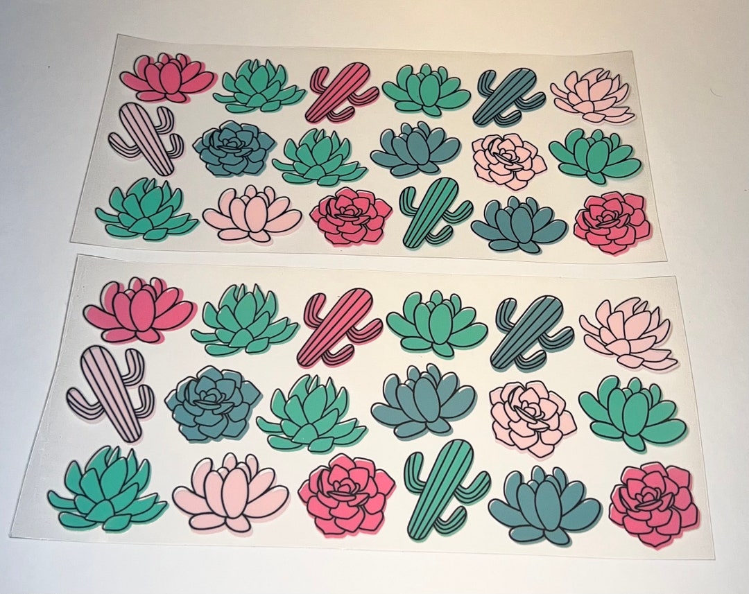 Uv DTF Cactus Succulent Plants Floral Flowers Flower 16 Oz Cup Wrap ...