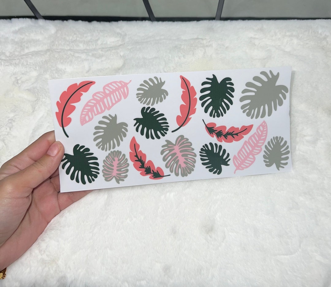 Uv DTF Monstera Leaf Plants Leaf Plant Design 16 Oz Cup Wrap Ready to ...