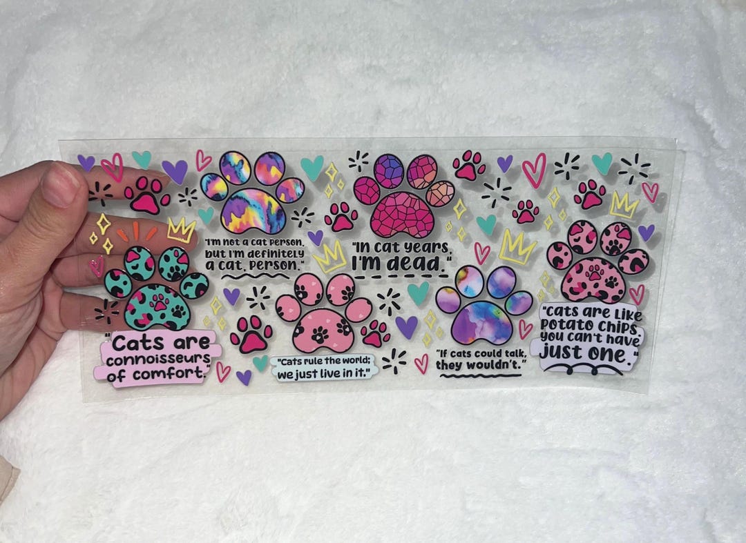 Uv DTF Dog Mom Mama Paws Bones Dogs Cats Sarcasm 16 Oz Cup Wrap | Ready ...