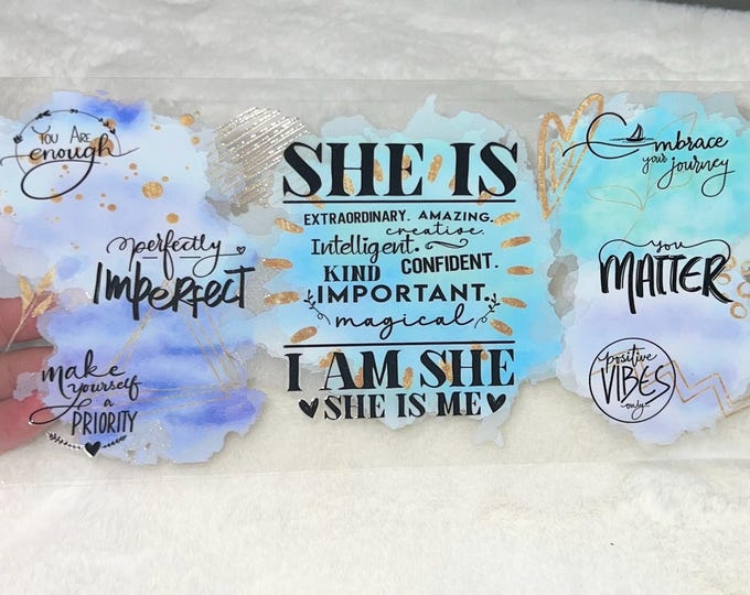 Uv DTF She is Extraordinary Creative Kind Kind Self Love Blue Tones 16 ...