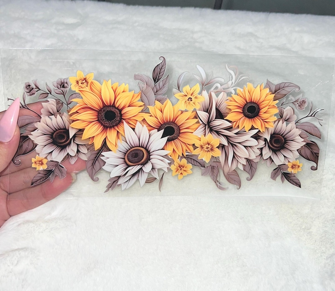 Uv DTF Sunflower Sunflowers Floral Flowers Flower 16 Oz Cup Wrap Ready ...