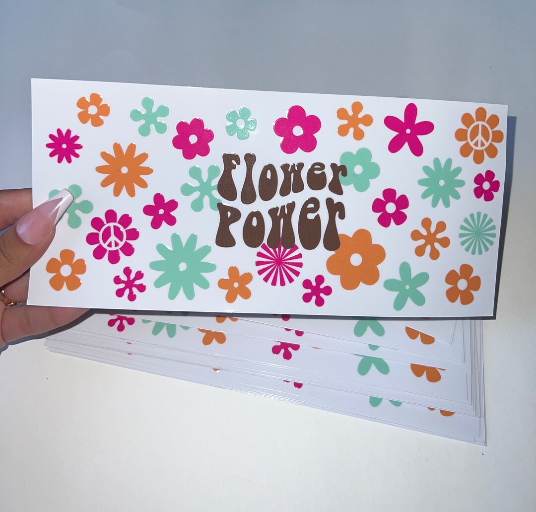 Uv DTF Retro Flowers Floral Flower Power 16oz Cup Wrap Ready to Apply ...