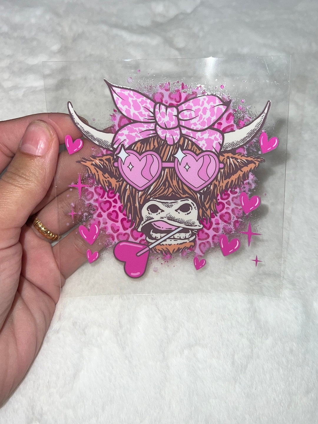 Uv DTF Love Pink Cow Heifer Bison Cheetah 4” Decal D#6 - Etsy