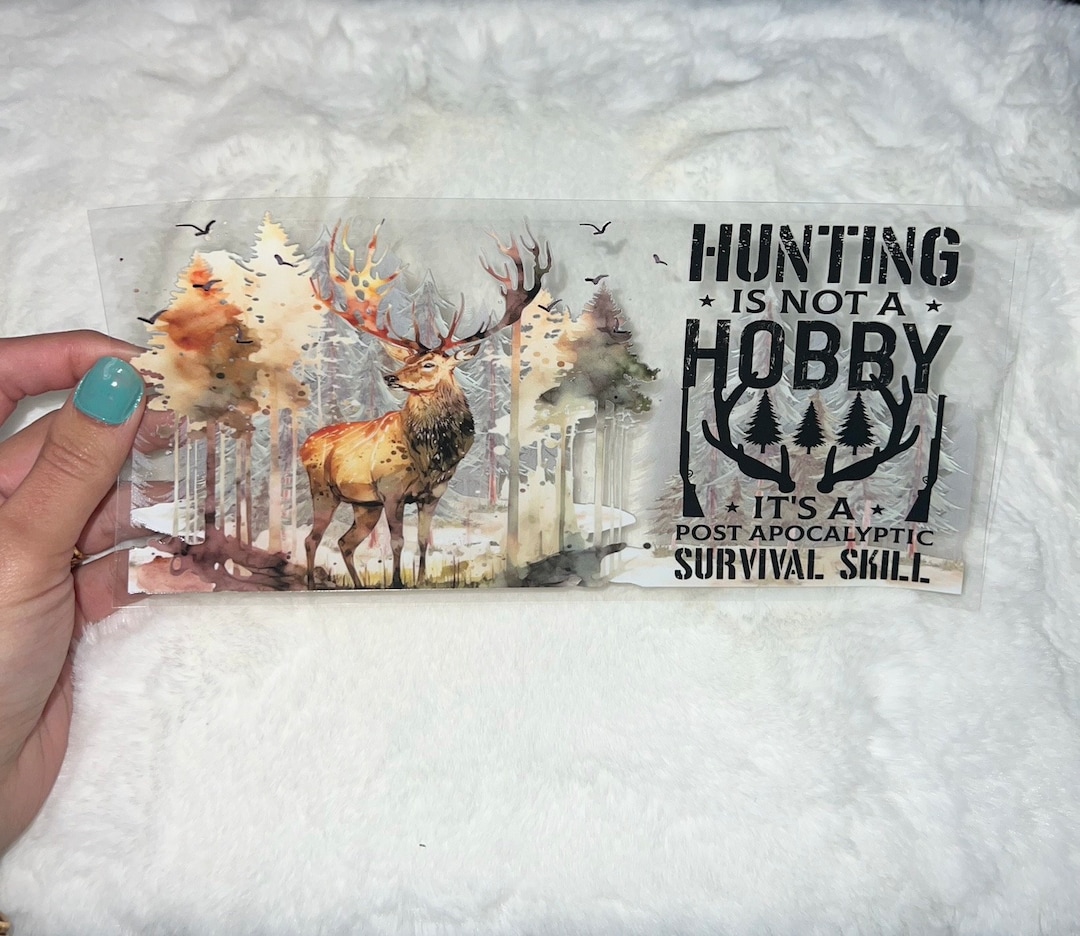 Uv DTF Wrap Forest Hunting Hobby Deer Hunt 16 Oz Cup Ready to Apply No Heat Needed Waterproof ...