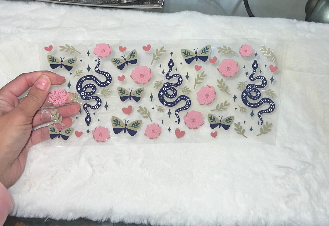 Uv DTF Snake Snakes Floral Flower Flowers Moth Butterfly 40oz Cup Wrap ...