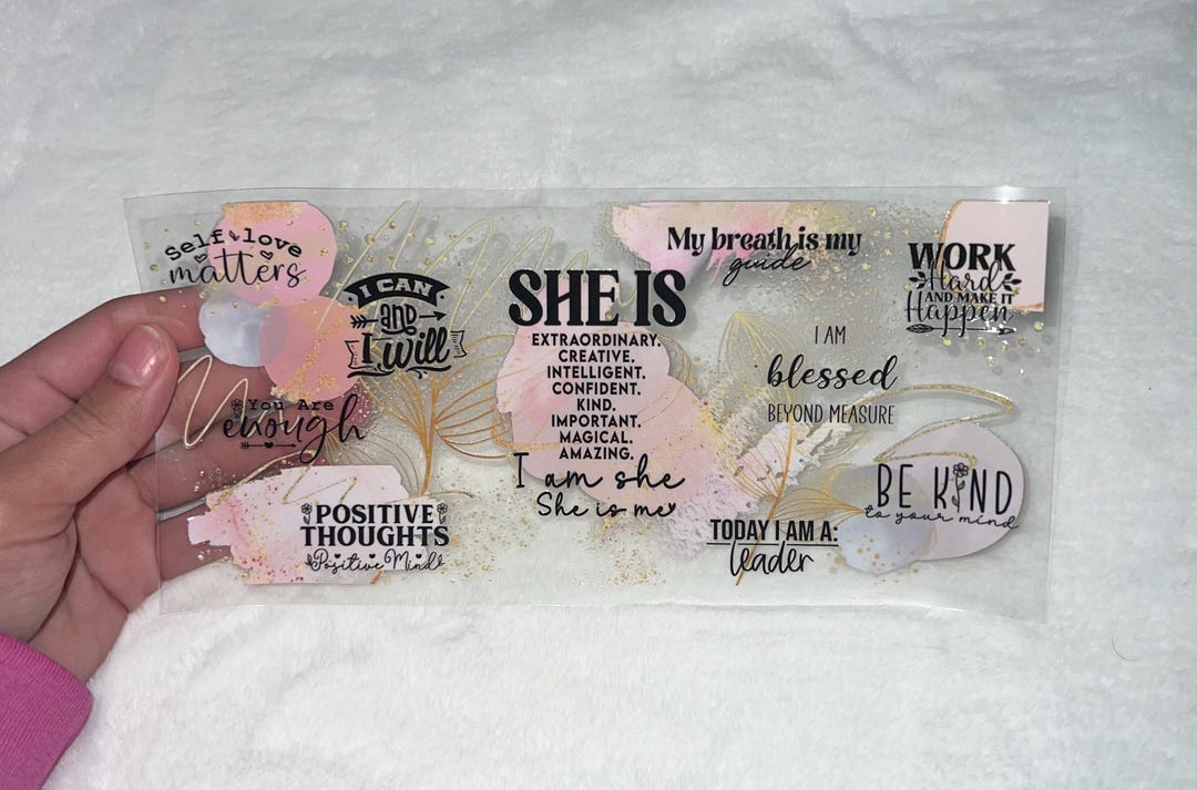 Uv DTF She is Extraordinary Creative Kind Kind Self Love 16 Oz Cup Wrap ...