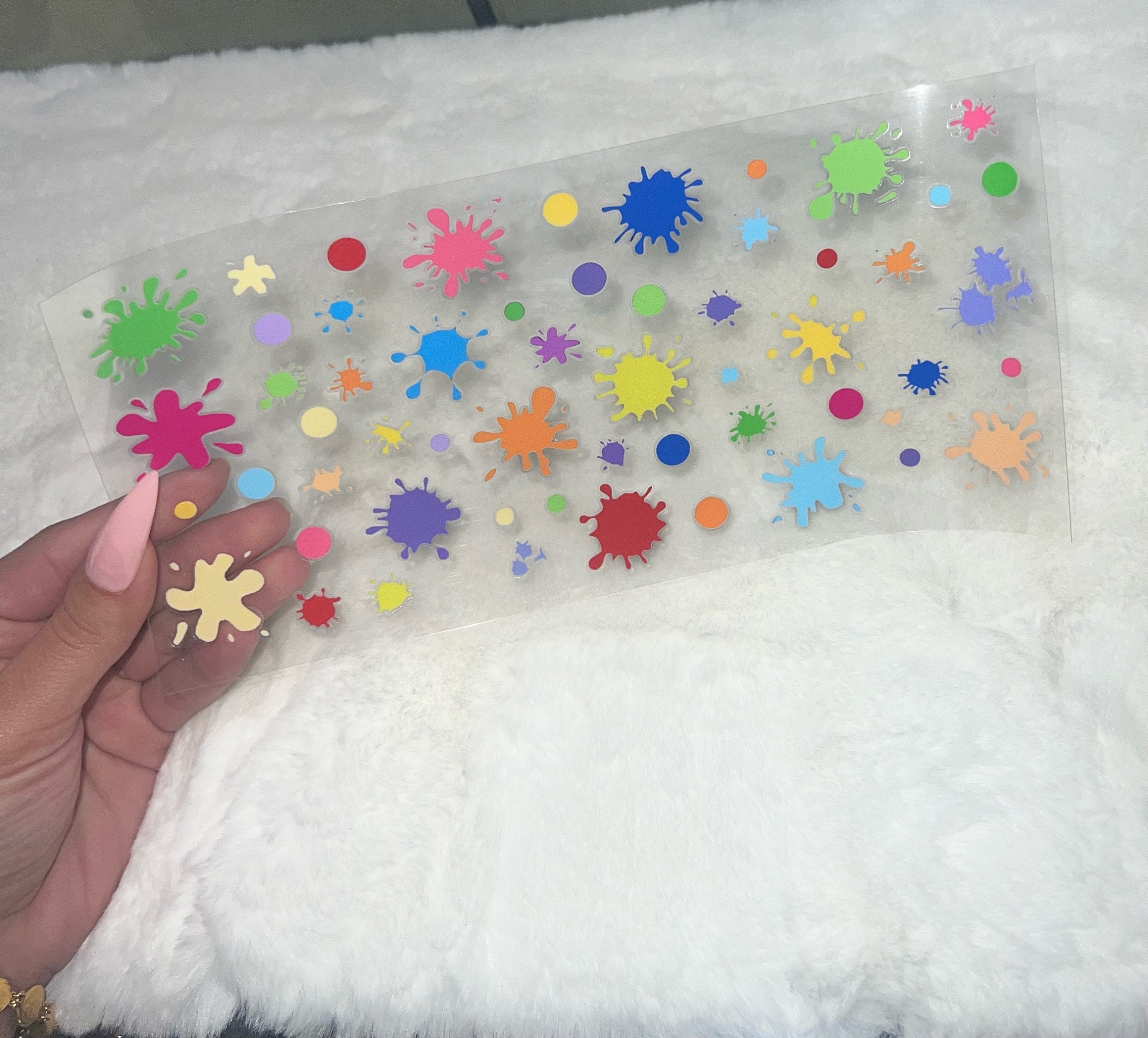 Uv DTF Paint Splash Color Splatter 16oz Cup Wrap Ready to Apply No Heat ...