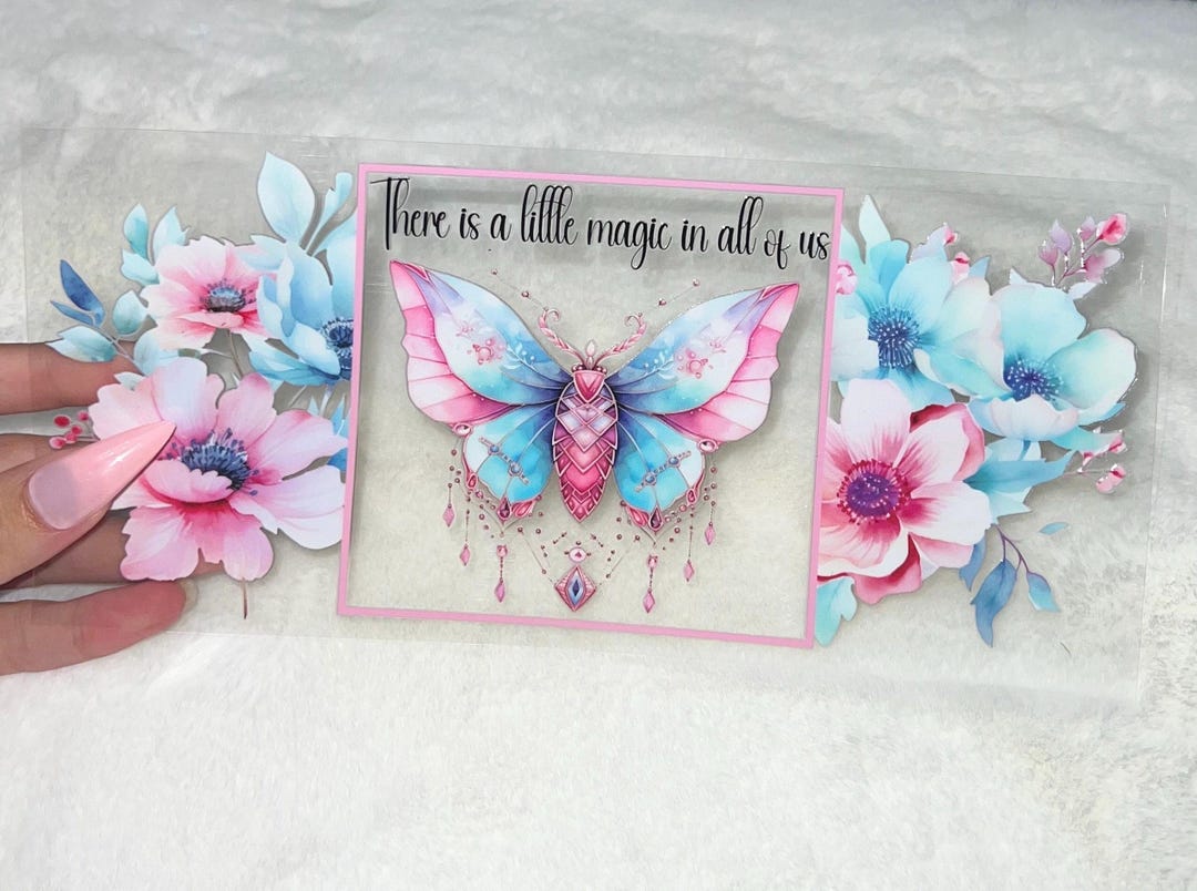 Uv DTF Floral Flowers Moth Moths Magic 16 Oz Cup Wrap | Ready to Apply ...