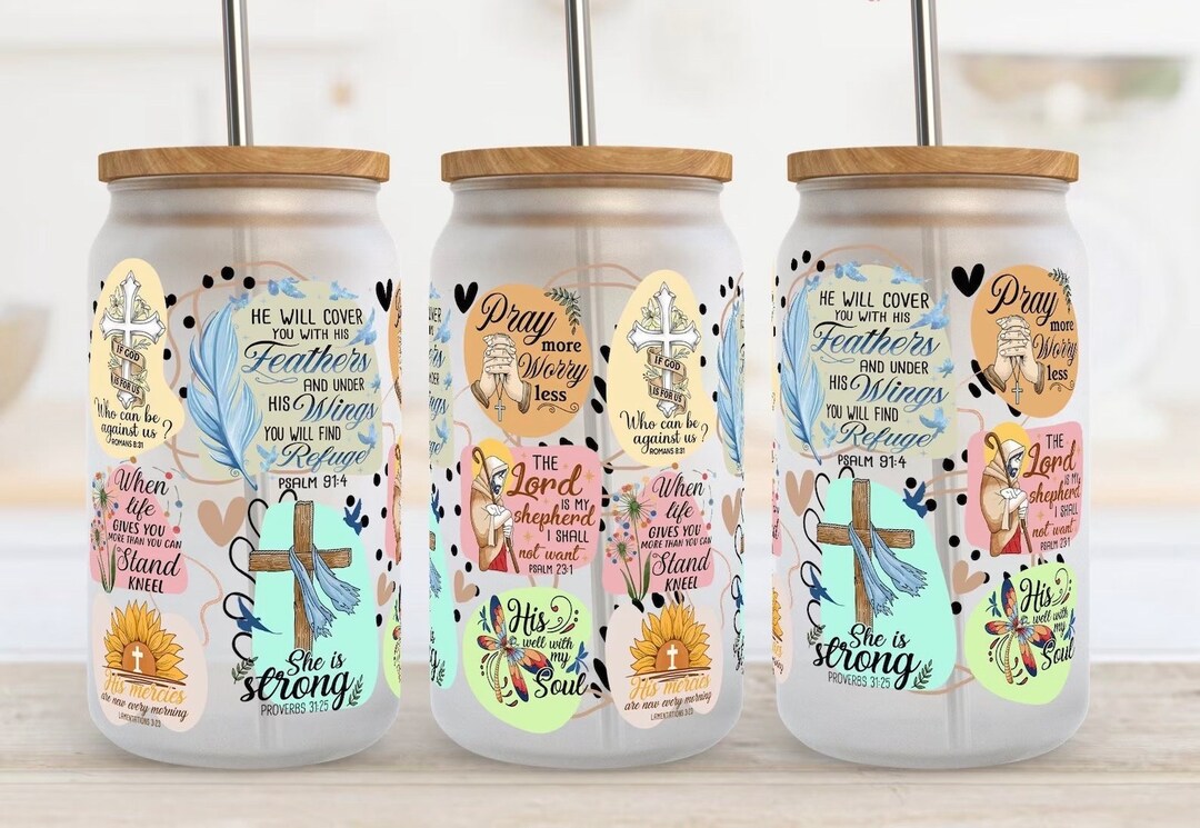 UV DTF Faith Lord God Christ Jesus Bible Cup Wrap Ready to Apply No ...
