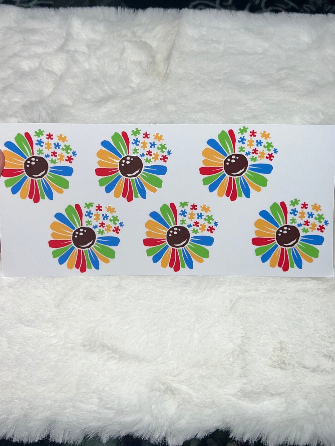 Uv DTF Autistic Autism Flowers 16 Oz Cup Wrap Ready to Apply No Heat ...