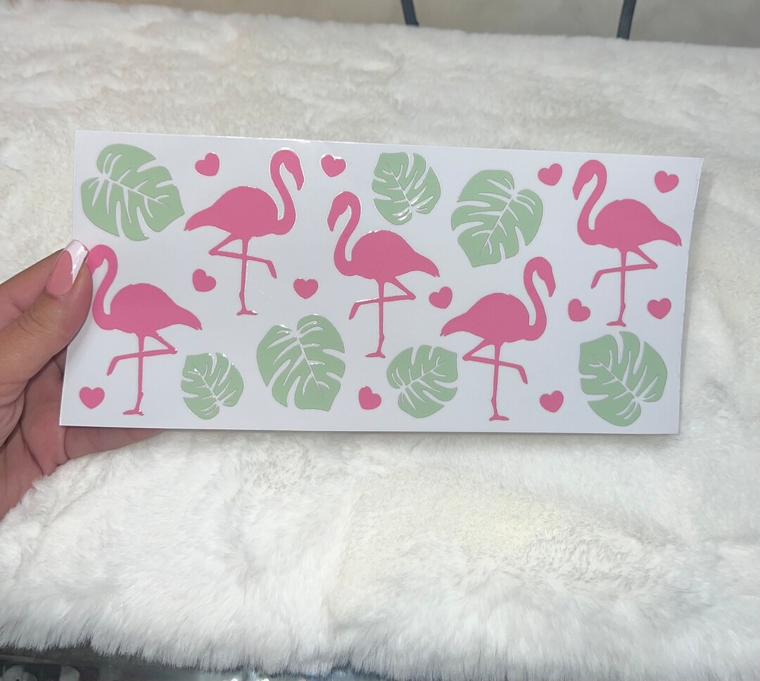 Uv DTF Flamingo Flamingos Monstera Leaf Floral Flowers Flower 16 Oz Cup ...
