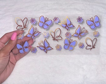 Uv DTF Pink Butterfly Butterflies Believe 16 Oz Cup Wrap Ready to Apply ...