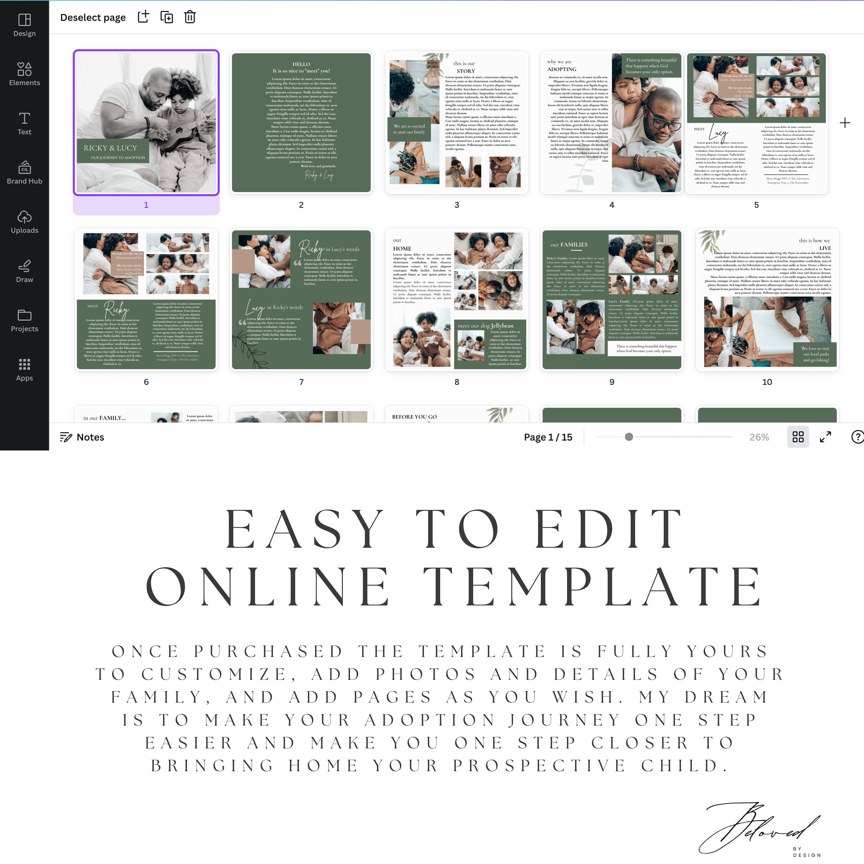 Green and Growth Adoption Profile Book Canva Template - Easy to Edit ...