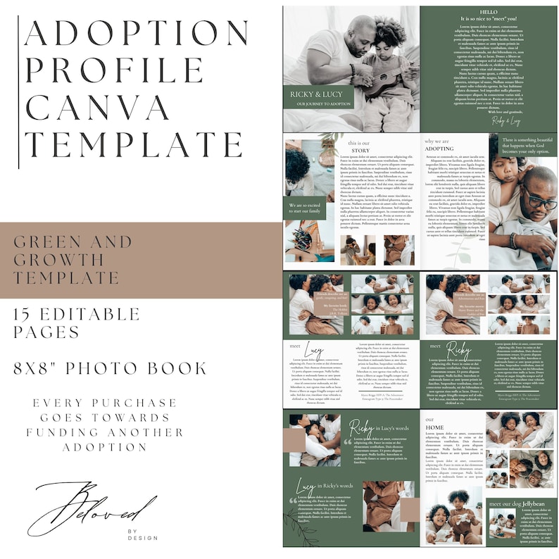 Green and Growth Adoption Profile Book Canva Template - Easy to Edit ...