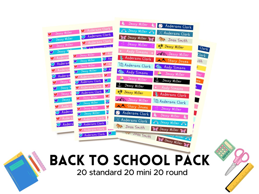 School Label Pack 188 Name Labels School Supply Labels Name Stickers Washable Name Tags