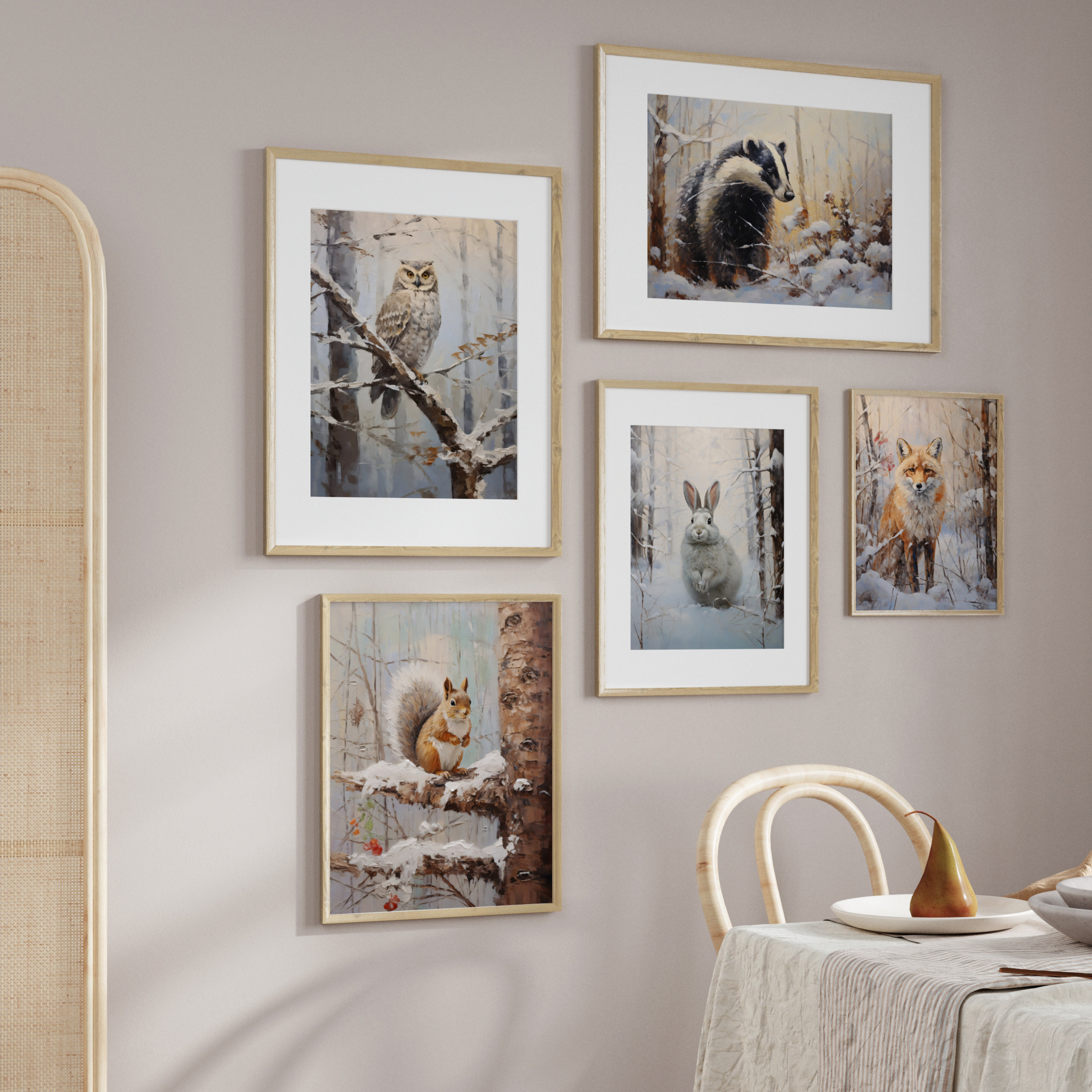 Woodland Animal Decorations, Animal Wall Decorative, Winter Print ...