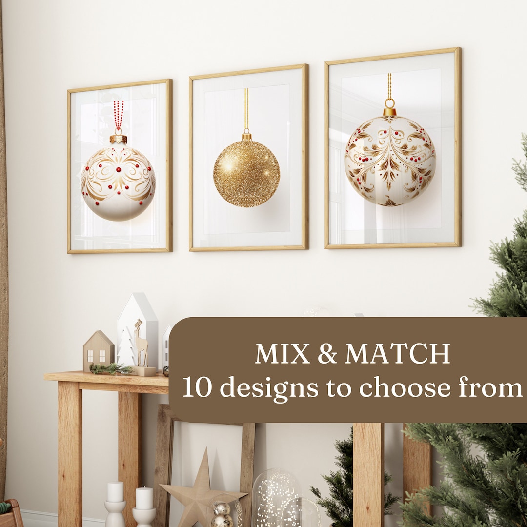 Christmas Bauble Printables, Set of 10, Christmas Ornament Prints ...