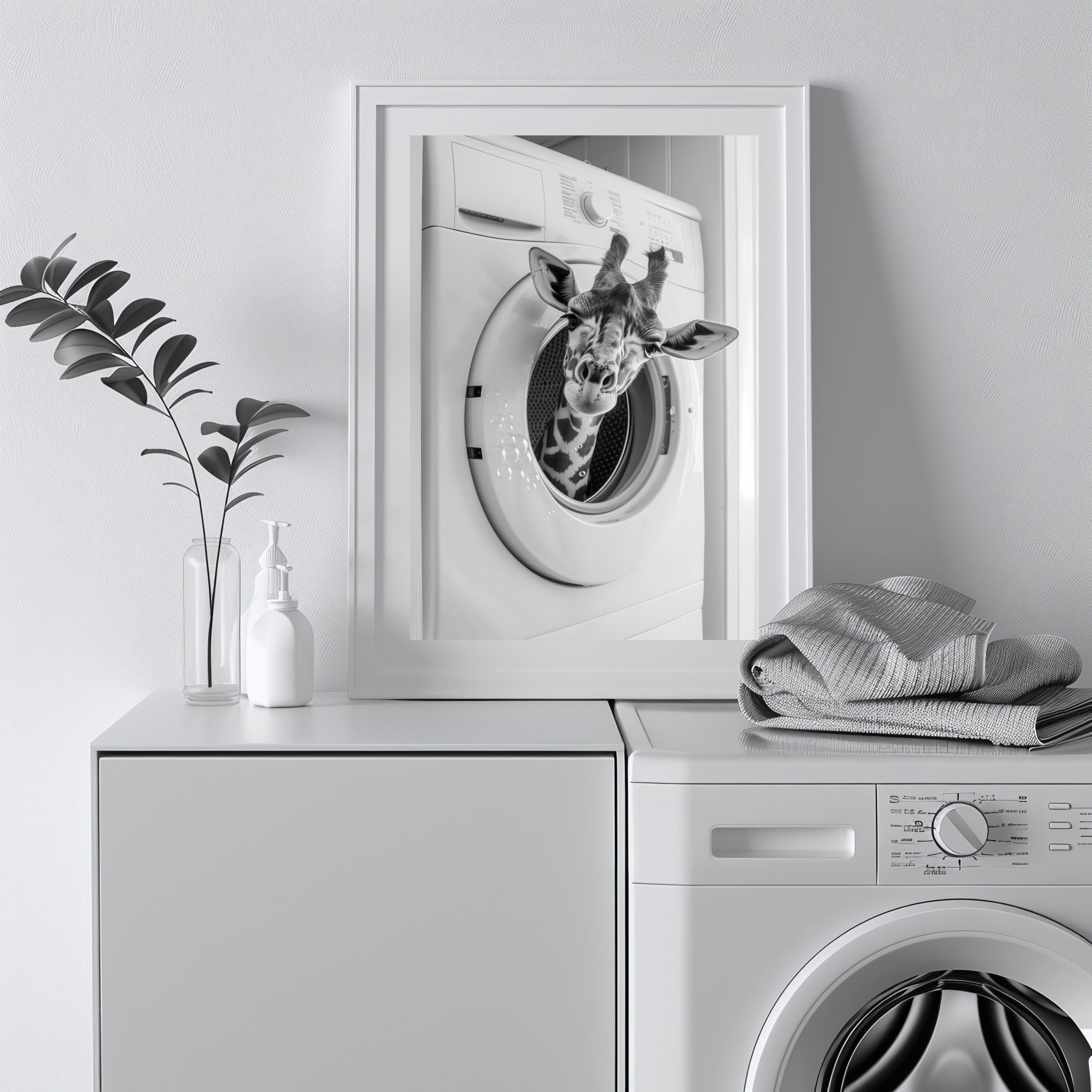 Cute Giraffe in Washing Machine, Laundry Room Decor, Funny Laundry Print, Laundry Wall Art ...