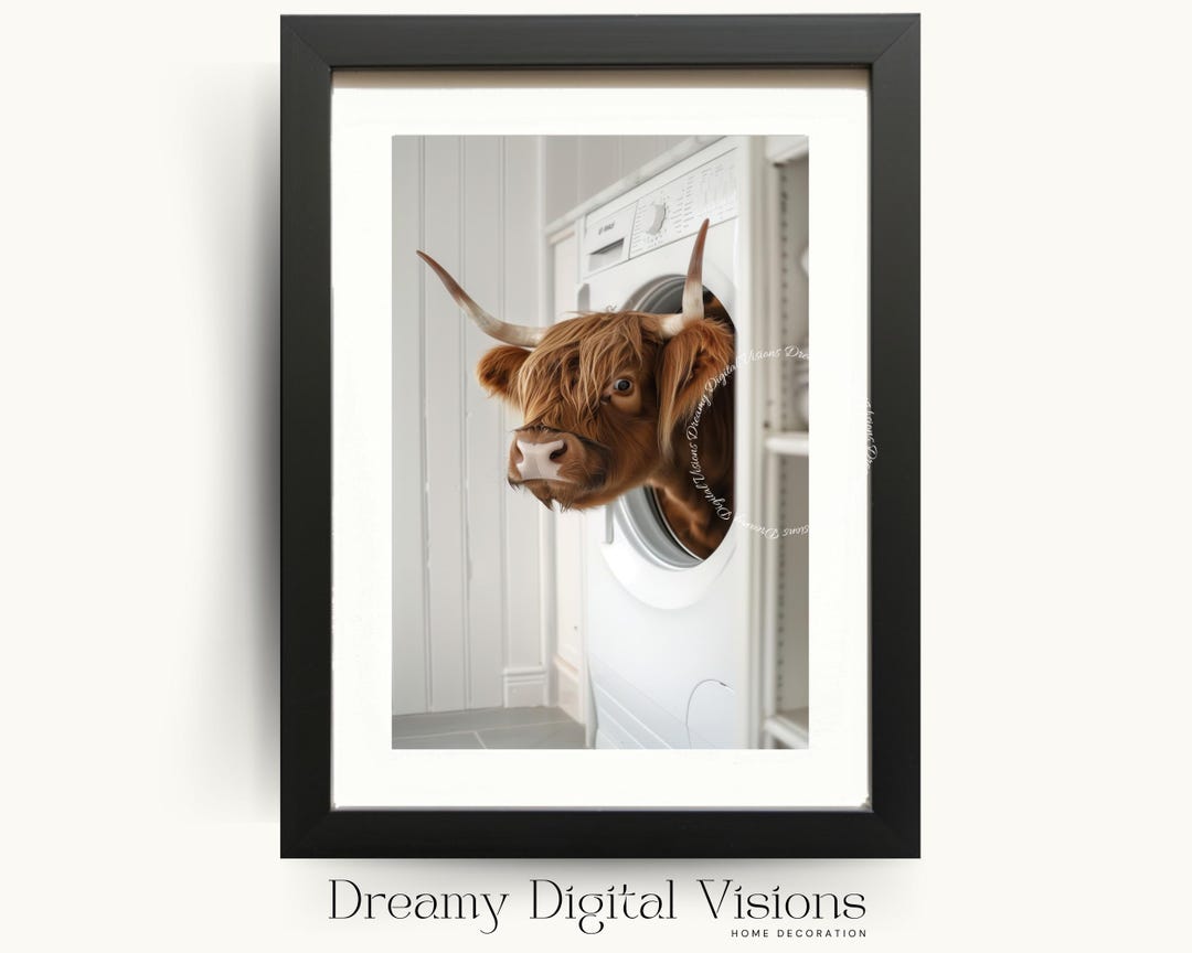 Highland Cow Laundry Print, Laundry Room Decor, Utility Room Print ...