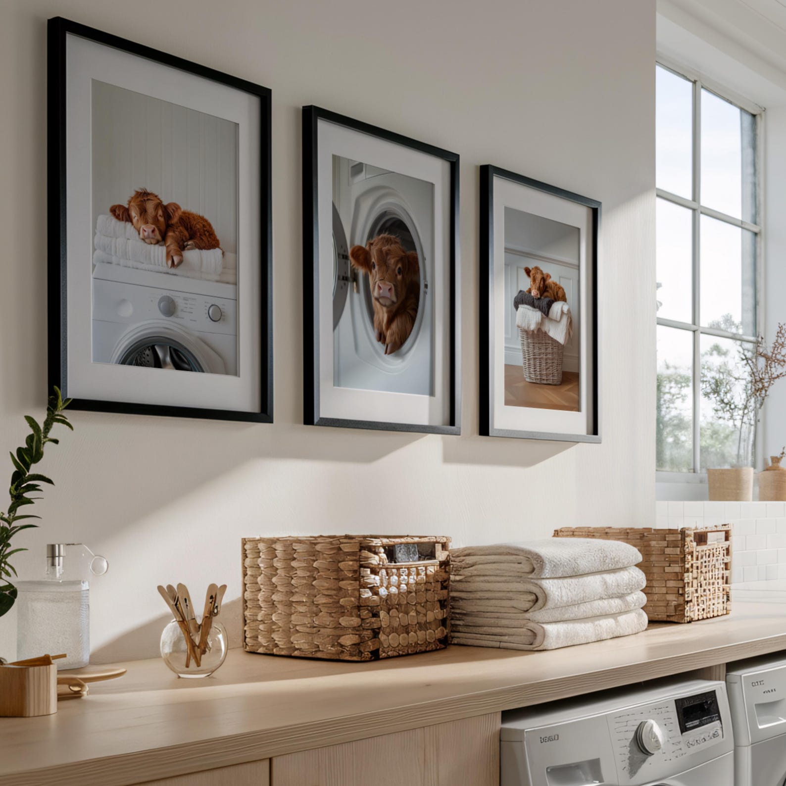 Baby Highland Cows Laundry Room Prints Set of 3, Animal Laundry Prints ...