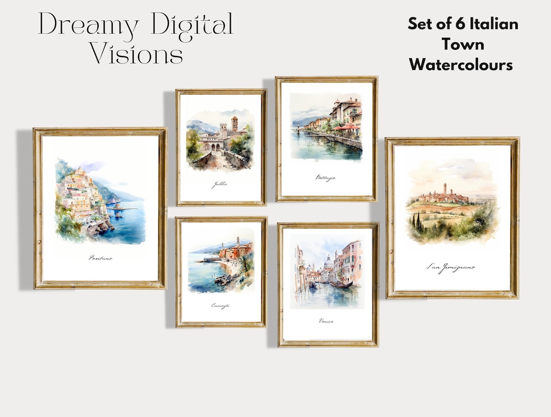 Italian Watercolor Set of 6 Digital Prints Italy Landscapes - Etsy