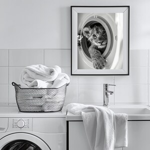 Cute Lion Cub in Washing Machine Print, Laundry Print, Laundry Room ...