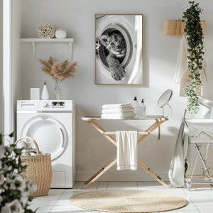 Cute Lion Cub in Washing Machine Print, Laundry Print, Laundry Room ...