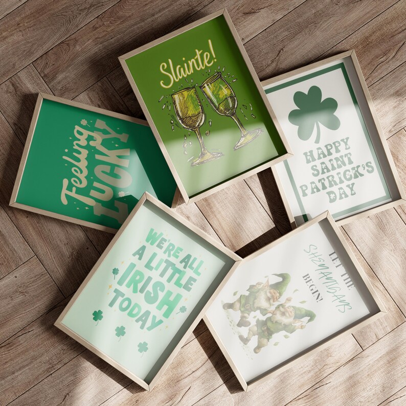 St. Patricks Day Decor, Wall Art Set of 10, Shamrock Art, Irish Wall ...