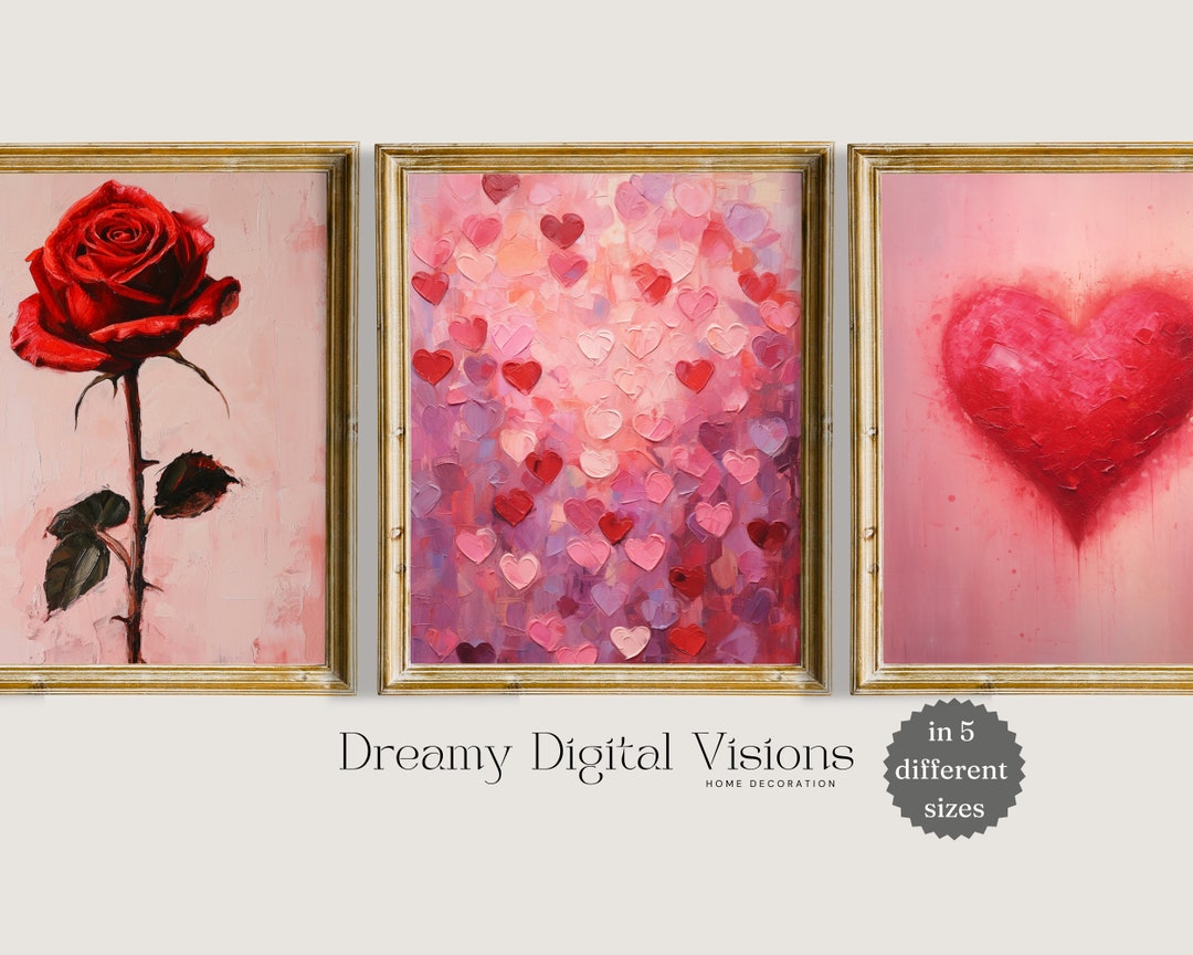Romantic Art Love Prints Set of 3, Valentines Day Gallery Wall ...