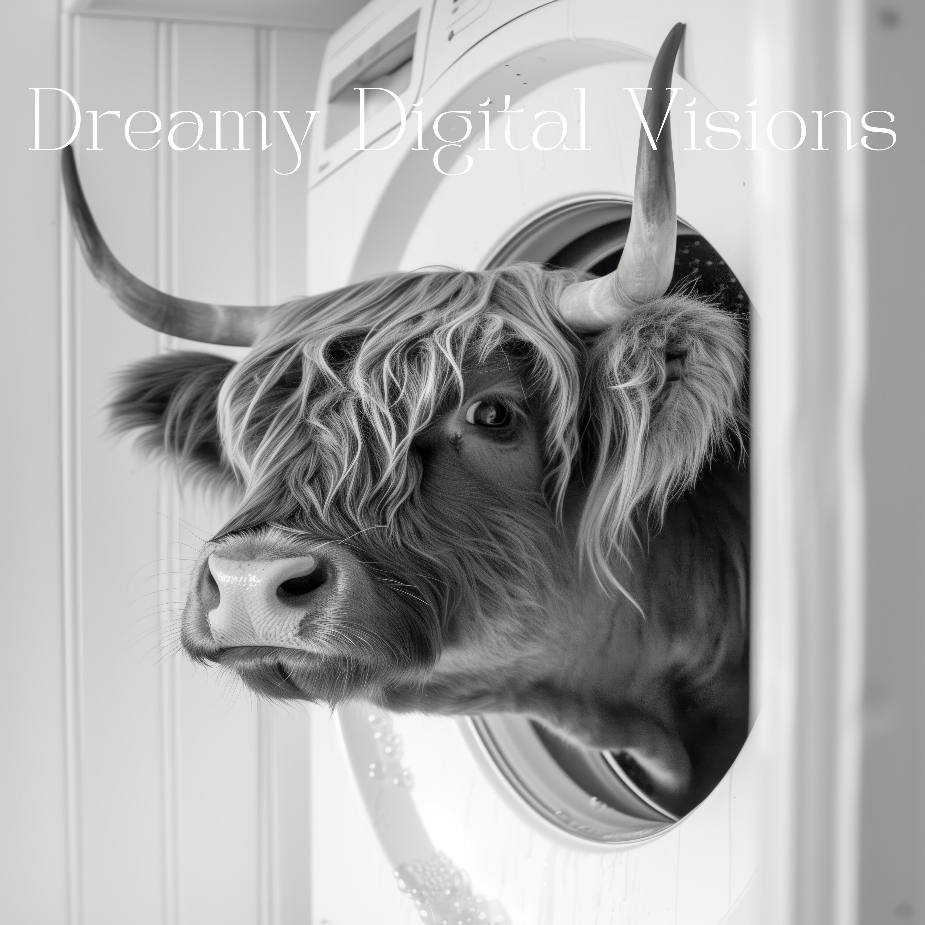 Highland Cow in Washing Machine, Laundry Room Decor, Funny Laundry Print, Laundry Wall Art ...