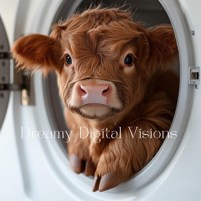 Baby Highland Cows Laundry Room Prints Set of 3, Animal Laundry Prints ...