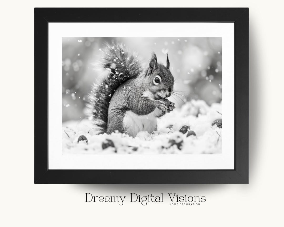 Squirrel in the Snow Winter Print, Animal Print, Winter Wall Art ...