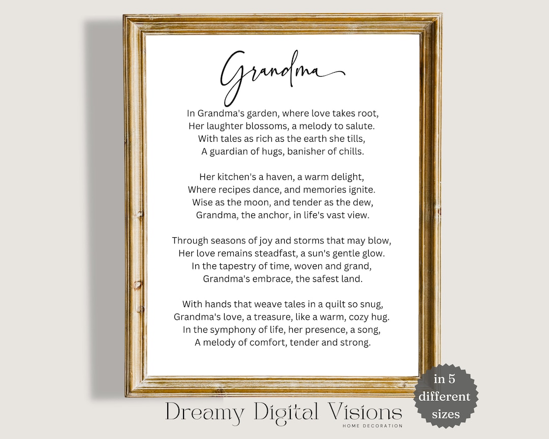 Grandma Gift Print, Gift From Grandkids, Grandmother Poem, Christmas ...
