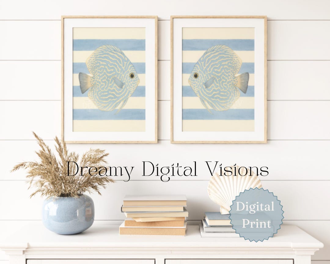 Discus Fish Coastal Wall Art Set of 2, Coastal Wall Art Set Modern ...