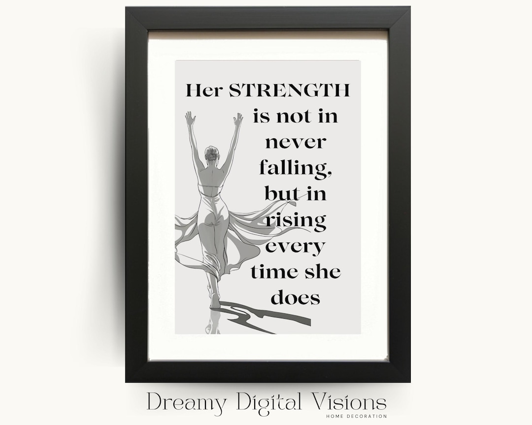 Her Strength Inspirational Quote Print, Women's Motivational Wall Art ...