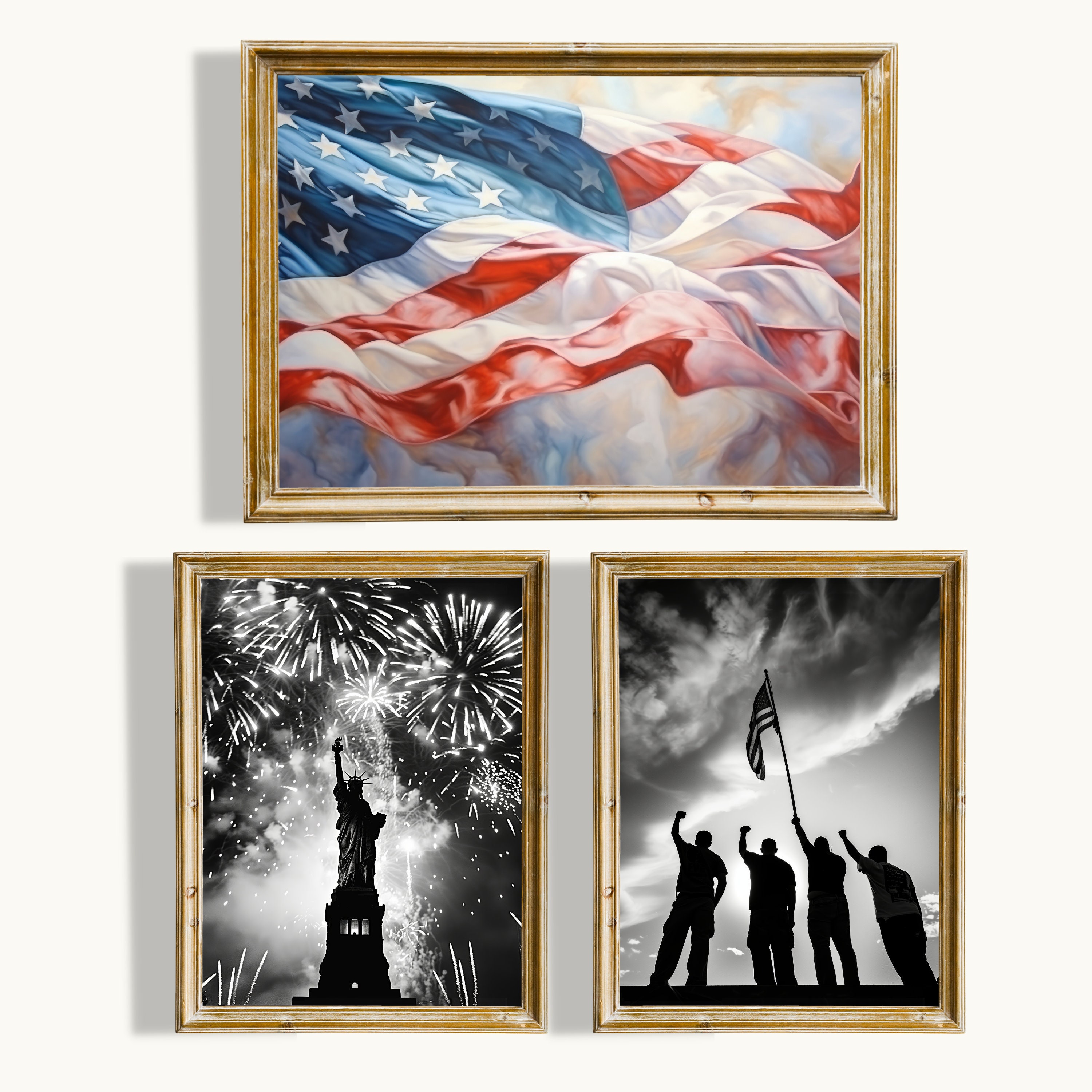 Patriotic 4th of July Wall Art, Set of 20, Memorial Day Art Prints ...