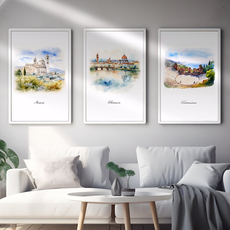Italy Watercolor Set of 6 Digital Prints, Italy Landscapes Poster, Rome ...