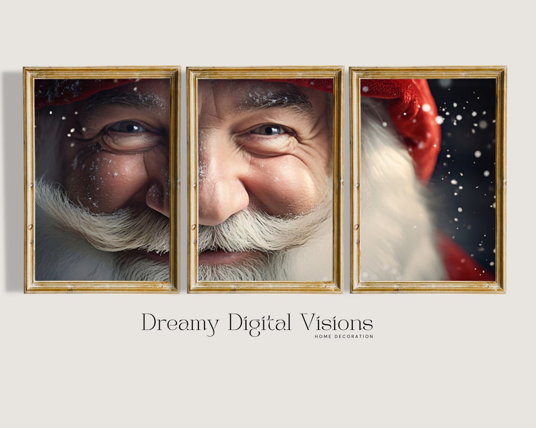 Father Christmas Set of 3 Wall Art, Printable Christmas Home Decor ...