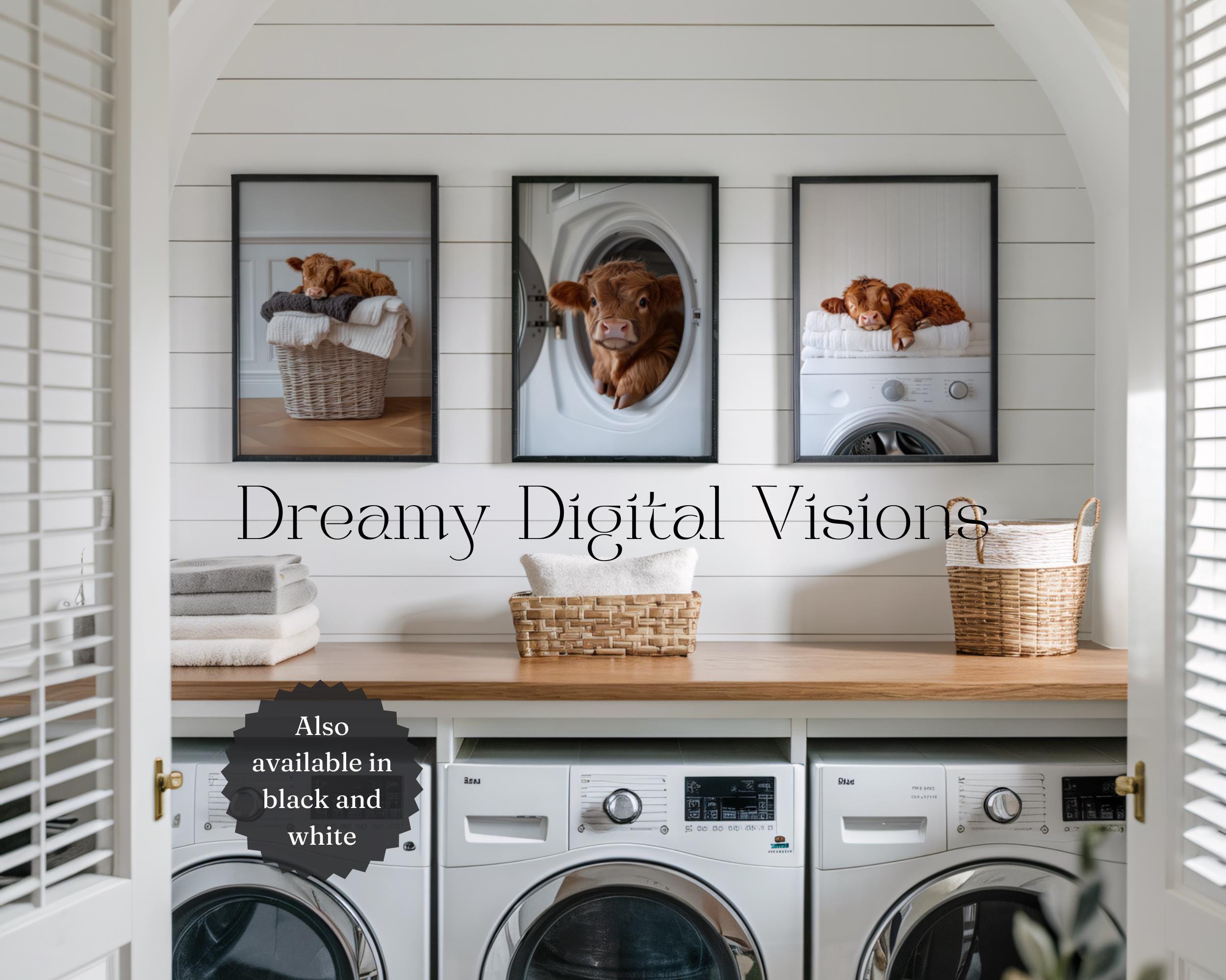 Baby Highland Cows Laundry Room Prints Set of 3, Animal Laundry Prints ...